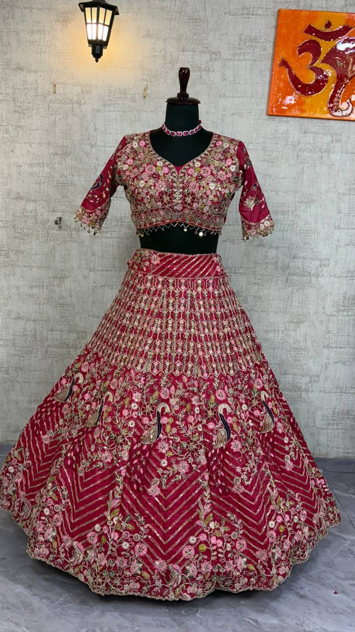 Pink Twinkle Silk Lehenga Choli with Sequins Work & Dupatta – Tiamgee